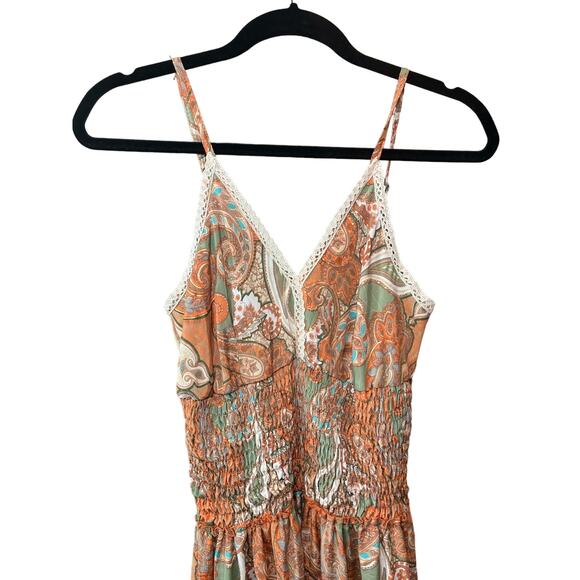 Anthropologie | Dresses | Raga Anthropologie Smocked Summer Maxi Dress Boho Paisley Floral Maxi ...